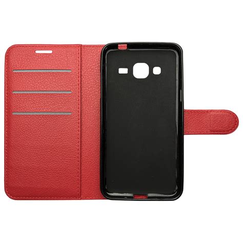 Leather Wallet Case Samsung Galaxy J Red