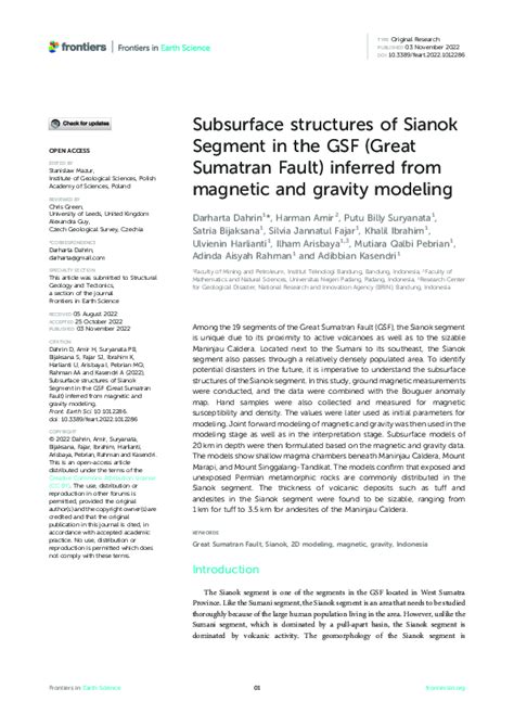Pdf Subsurface Structures Of Sianok Segment In The Gsf Great Sumatran Fault Inferred From