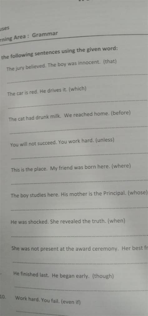area grammar the following sentences using the given word the jury beli