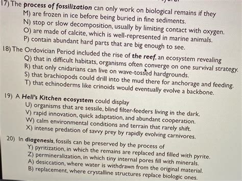 Solved 17 The Process Of Fossilization Can Only Work On