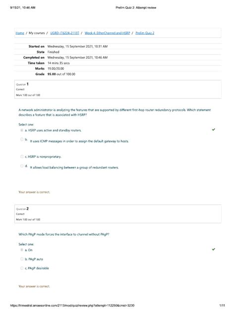 Data Comms Networking 3 Quiz 2 Pdf