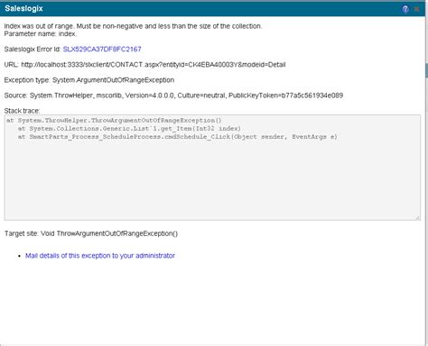Infor Crm Formerly Saleslogix V81 Update 03 And 05 Uncaught Error Scheduling Contact