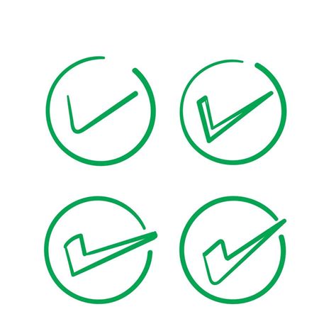 Hand Drawn Check Mark Vector Icon Checkmark Right Symbol Tick Sign Ok