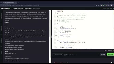 hackerrank problem angry professor youtube