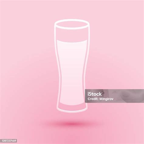 분홍색 배경에 고립 된 맥주 아이콘의 종이 컷 유리 종이 아트 스타일 벡터 0명에 대한 스톡 벡터 아트 및 기타 이미지 0명 Ale 가득 찬 Istock