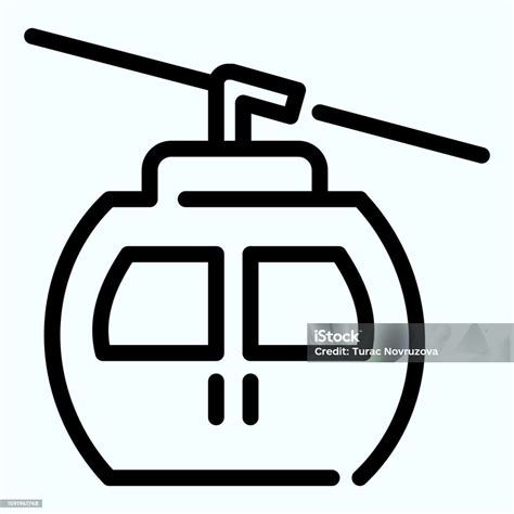 케이블카 라인 아이콘입니다 케이블카 벡터 그림은 흰색으로 분리되어 있습니다 스키 케이블 리프트 개요 스타일 및 응용 프로그램을