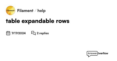Table Expandable Rows Filament