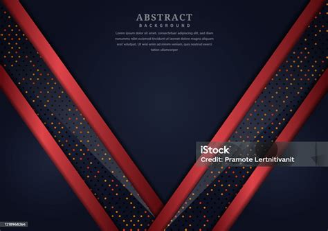 진한 파란색 배경에 반짝이와 빛나는 점과 테두리 빨간색 추상 적색 파란색 기하학적 중복 레이어 0명에 대한 스톡 벡터 아트 및