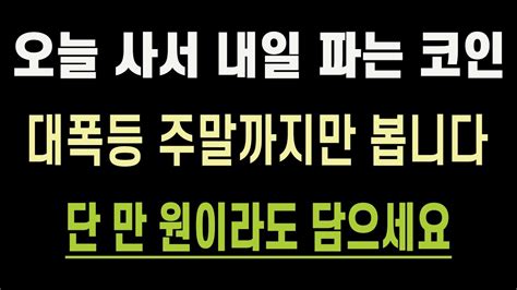 오늘 사서 내일 그냥 파세요 이 코인 주말 대폭등 나올 때 됐습니다 Youtube