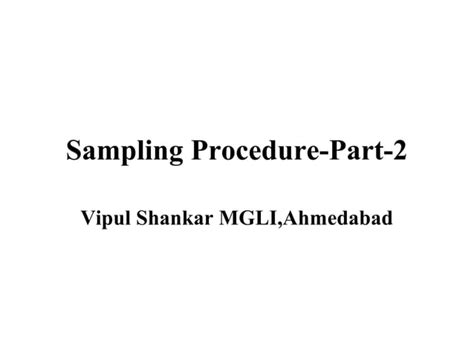Sampling Procedure Part 2 Ppt