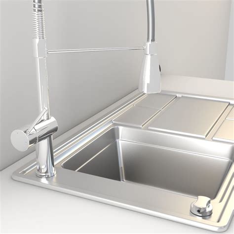 봄 수도꼭지와 금속 싱크 3d 모델 39 Max Free3d