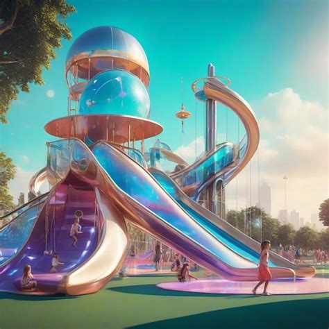 Premium Photo Colorful Playground On Yard In The Park Ai Generated Image