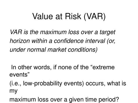PPT Value At Risk VAR PowerPoint Presentation Free Download ID