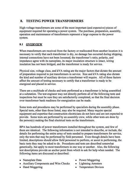 25 High Voltage Transformer Tests And Commissioning Procedures Before Energizing EEP
