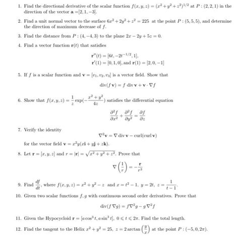 Solved 1 Find The Directional Derivative Of The Scalar