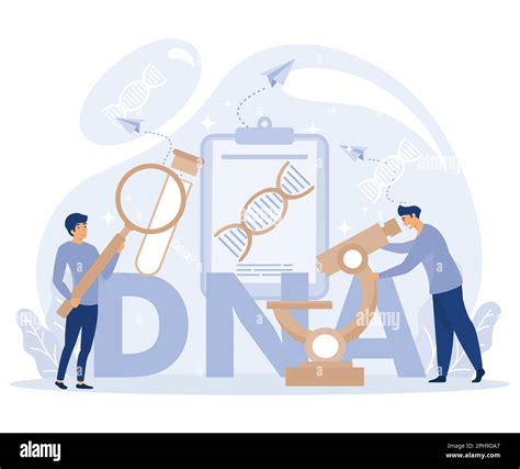 Genetic Dna Science Concept Big Gene Helix Sign Lab Equipment Flat Vector Modern Illustration
