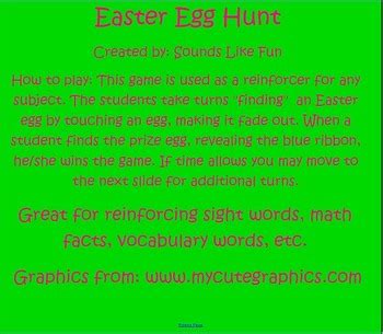 Smartboard Reinforcement Game Free Easter Egg Hunt By Sounds Like Fun