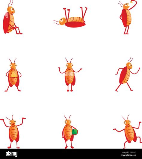 Cockroach Icon Set Cartoon Set Of 9 Cockroach Vector Icons For Web