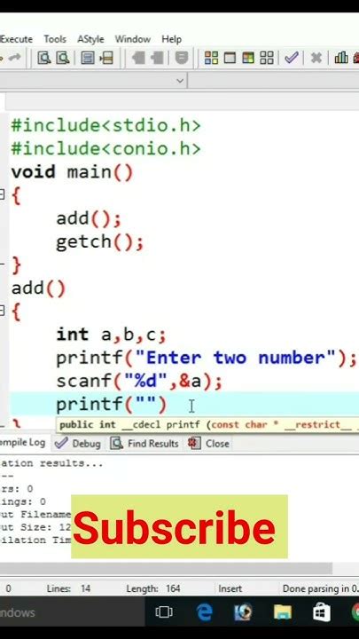 C Program Print Sum Of Two Number Using Function Shorts Clanguage