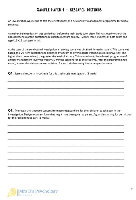 Research Methods AS Exam Preparation Revision Materials Teaching Resources