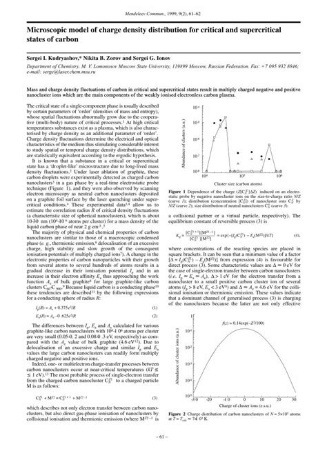 Pdf Microscopic Model Of Charge Density Distribution For Critical And Supercritical States Of