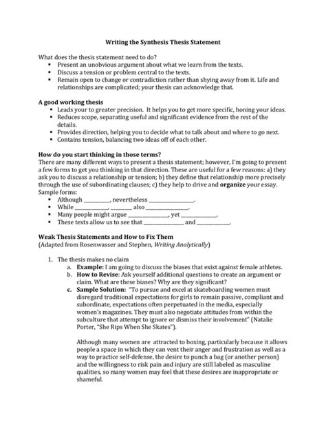 Synthesis Thesis Statement Guide