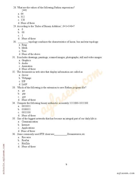Class 8 Computer Science Sample Paper Half Yearly 2024 25 8th