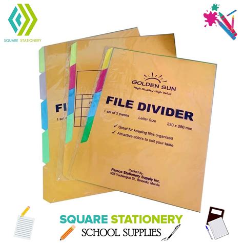 Square Stationery File Divider Folder Envelope Paper Organizer School