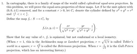 Solved In Cartography There Is A Family Of Maps Of The Chegg Com