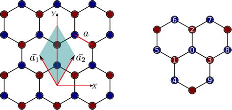 Sketch Of A Hexagonal Lattice Of Graphene Blue And Red Colors Show The Download Scientific