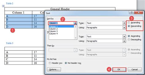 4 Effective Methods To Exclude Header Rows While Sorting The Contents Of A Word Table