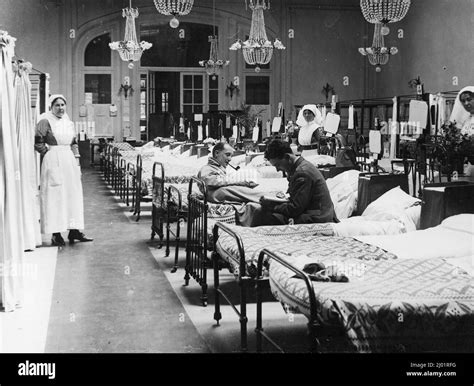 The Interior Of A Makeshift Hospital Ward In A Stately Home During Ww1