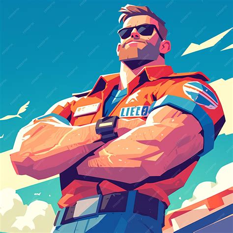 Premium Vector Australian Man Wearing A Lifeguard Uniform At The Beach