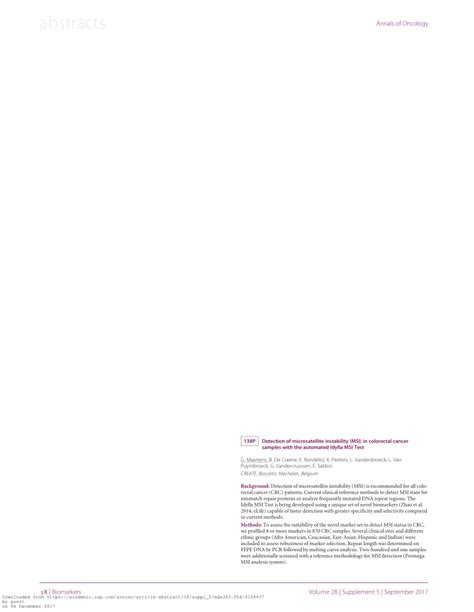 Pdf 138pdetection Of Microsatellite Instability Msi In Colorectal