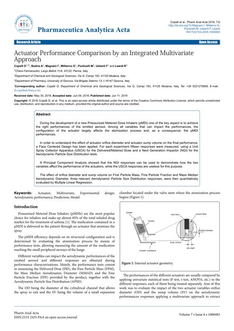 PDF Actuator Performance Comparison By An Integrated Multivariate Approach