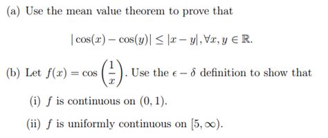 Solved A Use The Mean Value Theorem To Prove That Chegg