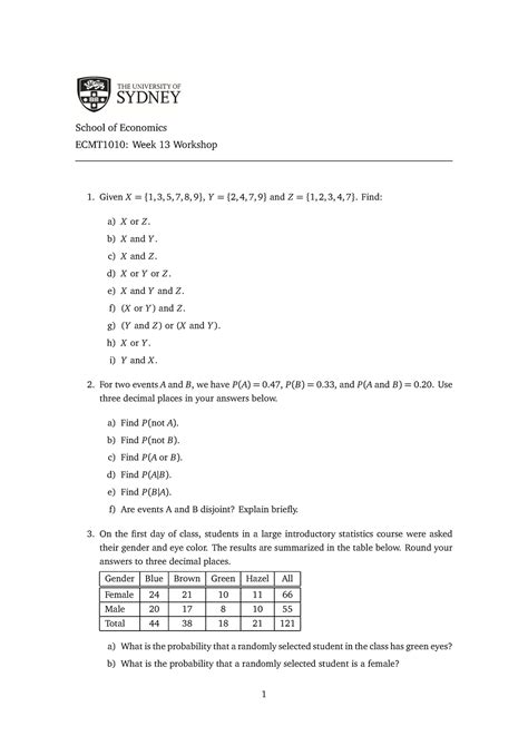 Tutorial Questions Week Babe Of Economics ECMT Week Workshop Given X