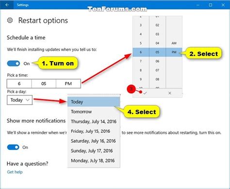 Schedule Restart Time For Windows Update In Windows 10 Tutorials