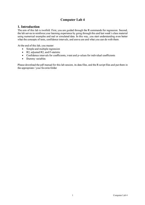 Computertutorial 4 Deel 4 Computer Lab 4 1 Introduction The Aim Of