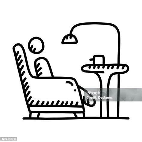 라운지 핸드 그린 아이콘 낙서 스타일 벡터 일러스트레이션 0명에 대한 스톡 벡터 아트 및 기타 이미지 0명 가구 거실 Istock