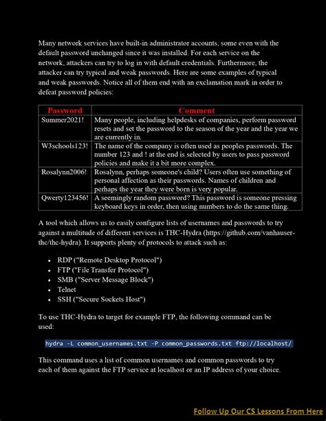 Cyber Security Passwords Cs Lesson 12 Pdf Connect 4 Techs