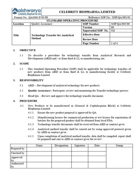 Sop Qa 065 Pdf Quality Assurance Assay