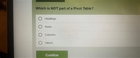 Solved Which Is NOT Part Of A Pivot Chegg Com