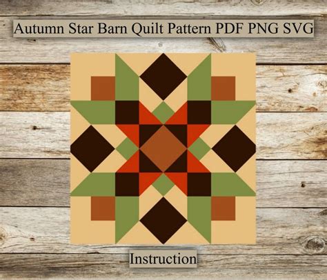 Autumn Star Barn Quilt Pattern Pdf Instruction For Drawing Svg For