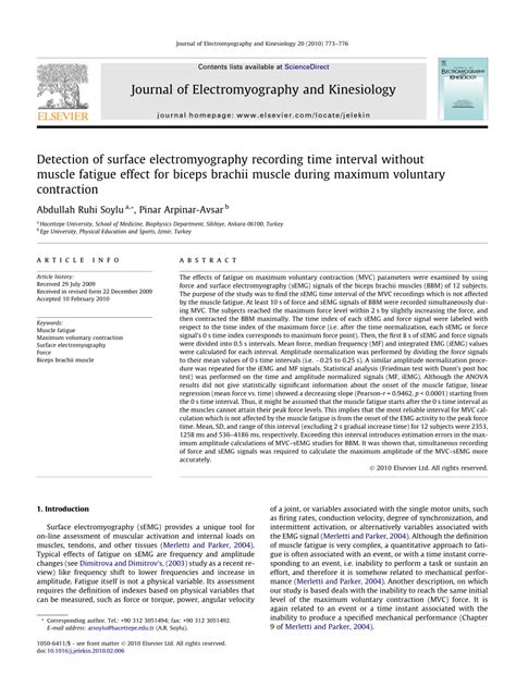 Pdf Detection Of Surface Electromyography Recording Time Interval Without Muscle Fatigue