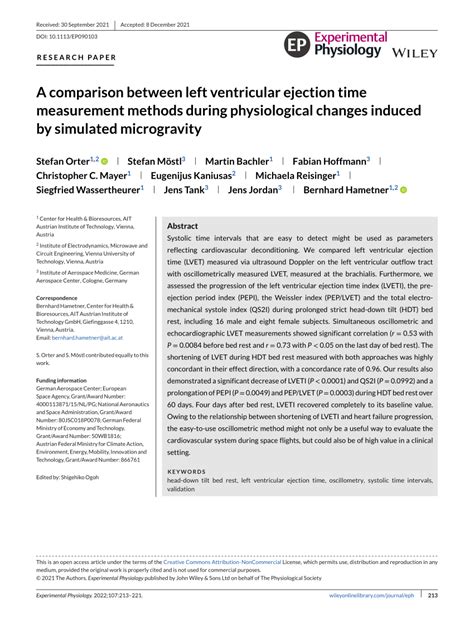 Pdf A Comparison Between Left Ventricular Ejection Time Measurement Methods During