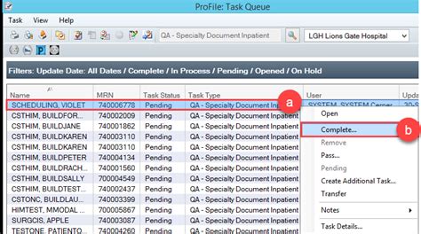 manage specialty document queues in task queue him