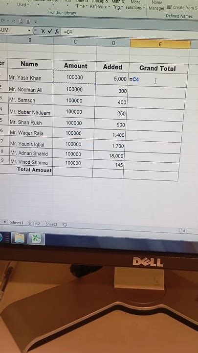 Subtraction In Excel Excelformulas Trendingshorts Youtube