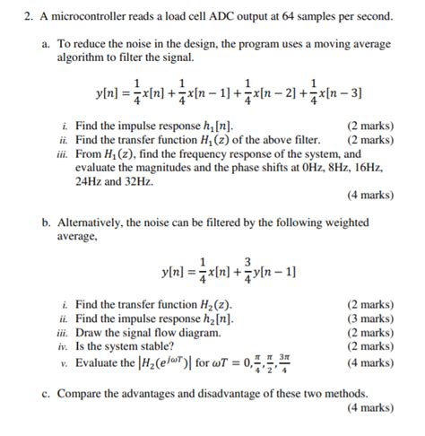Solved 2 A Microcontroller Reads A Load Cell Adc Output At