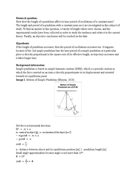 Pendulum Lab Report Pdf Pendulum Observational Error